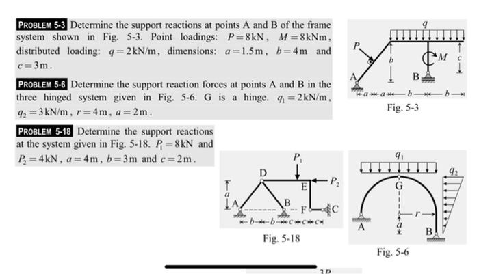 Solved PROBLEM 5-3 Determine the support reactions at points | Chegg.com