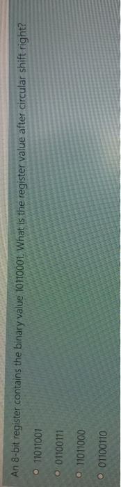 Solved An 8-bit register contains the binary value 10110001. | Chegg.com