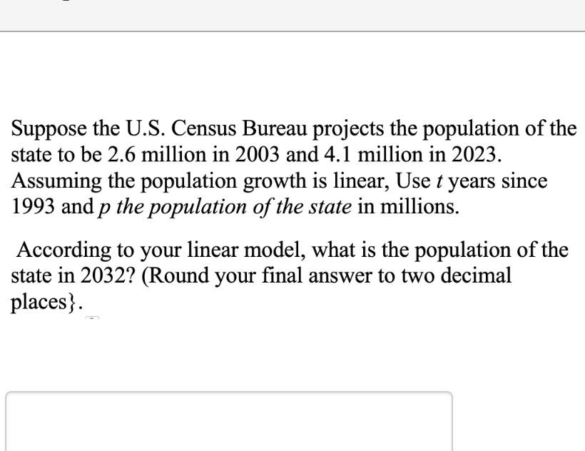 Solved Suppose the U.S. Census Bureau projects the | Chegg.com