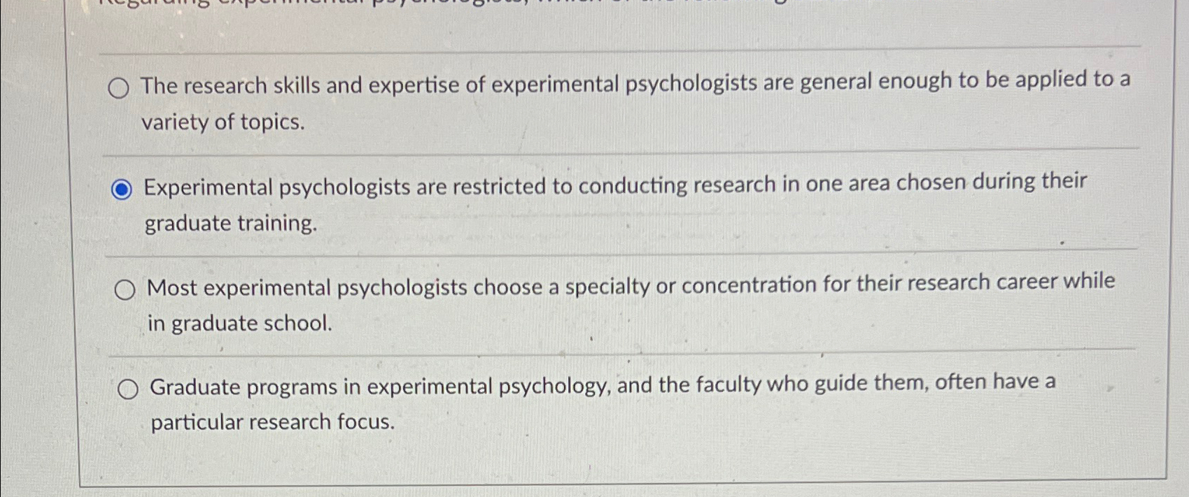 Solved The research skills and expertise of experimental | Chegg.com