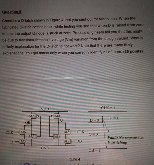 Solved Question 5Consider a D-latch shown in Figure 4 ﻿that | Chegg.com