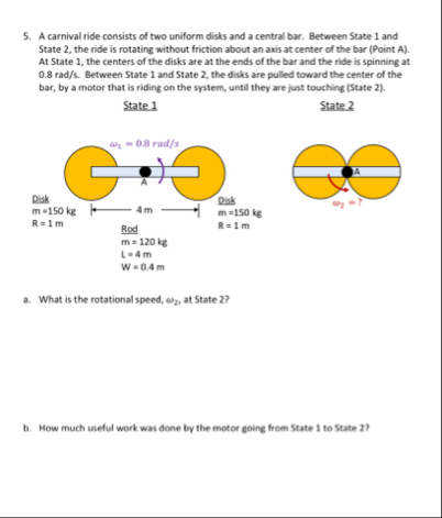 Solved A carnival ride consists of two uniform disks and a | Chegg.com