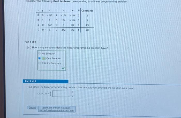 Solved (b.) Since the linear programming problem has one | Chegg.com