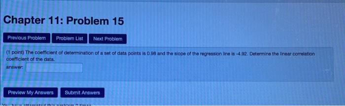 Solved Chapter 11: Problem 15 Previous Problem Problem List | Chegg.com