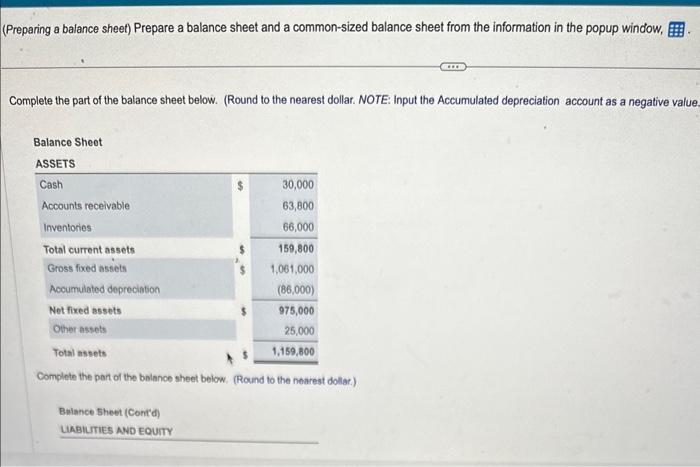 Solved (Preparing a balance sheet) Prepare a balance sheet | Chegg.com