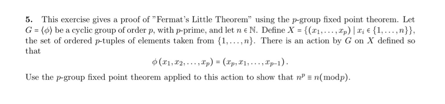 Solved This exercise gives a proof of "Fermat's Little | Chegg.com