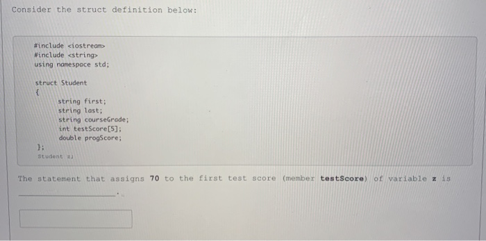 Solved Consider the struct definition below: #include | Chegg.com
