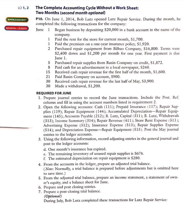 Solved The Complete Accounting Cycle Without a Work Sheet: | Chegg.com