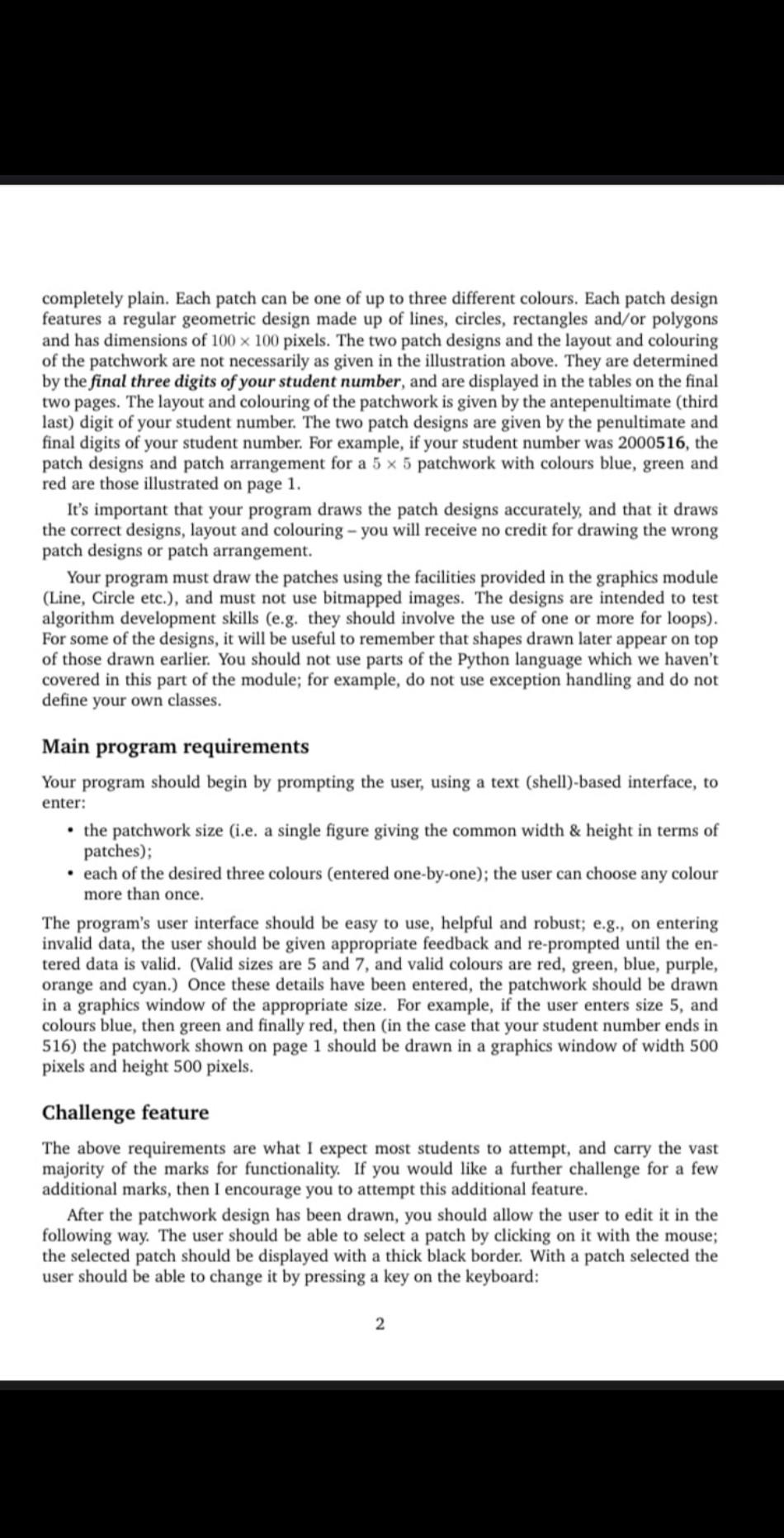 Solved python Patchwork Sampler - graphics moudle I want | Chegg.com