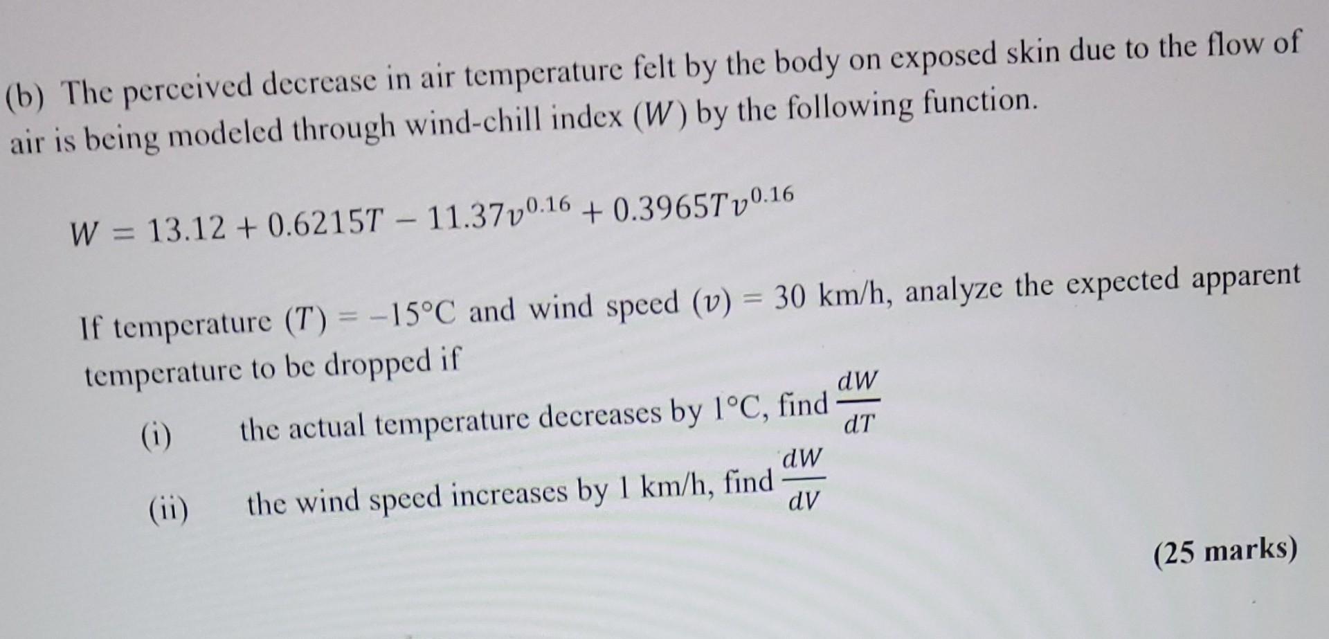 Solved (b) The perceived decrease in air temperature felt by | Chegg.com
