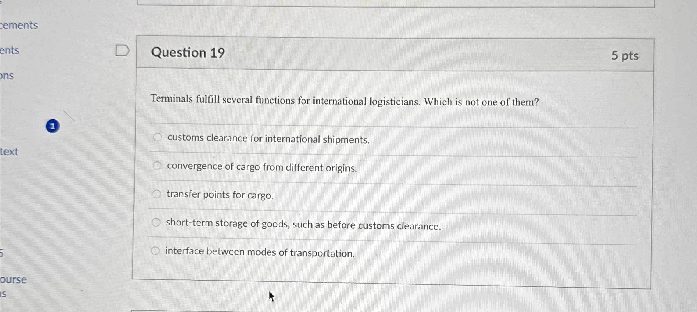 Solved cementsQuestion 195 ﻿ptsTerminals fulfill several | Chegg.com