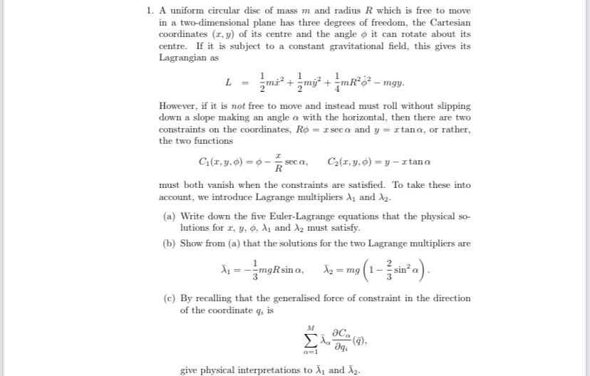 Solved A uniform circular disc of mass m ﻿and radius R | Chegg.com