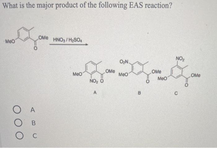 Solved What is the major product of the following EAS | Chegg.com