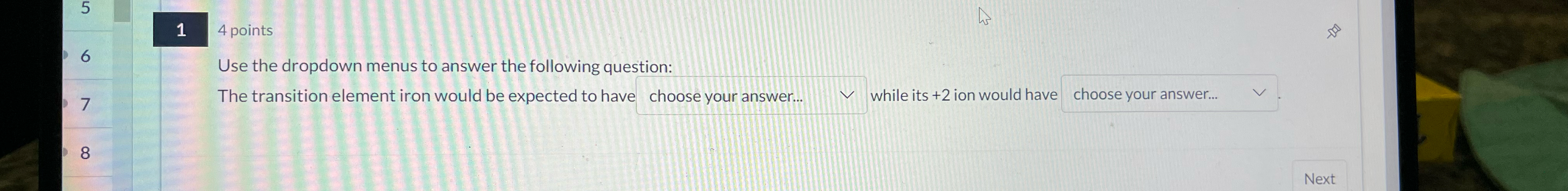 14 ﻿pointsUse the dropdown menus to answer the | Chegg.com