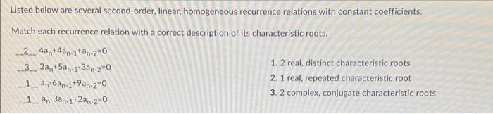 Solved Listed Below Are Several Second Order Linear