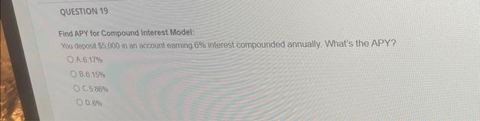 Solved Find APY for Compound interest Model: You deposil | Chegg.com