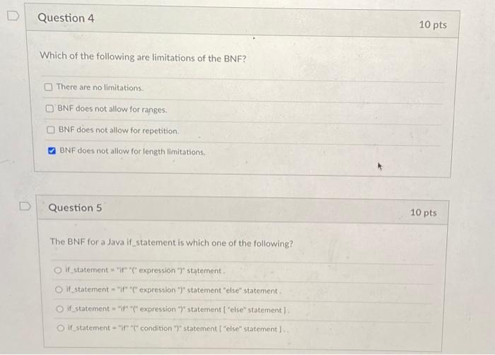Solved Which of the following are limitations of the BNF? | Chegg.com