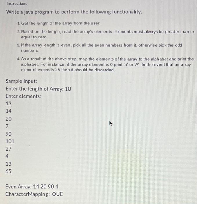 Solved Write a java program to perform the following | Chegg.com