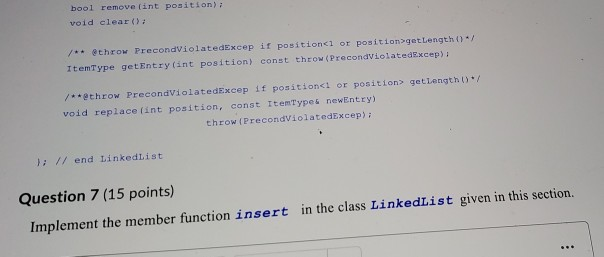 Solved implement the member function insert in class | Chegg.com