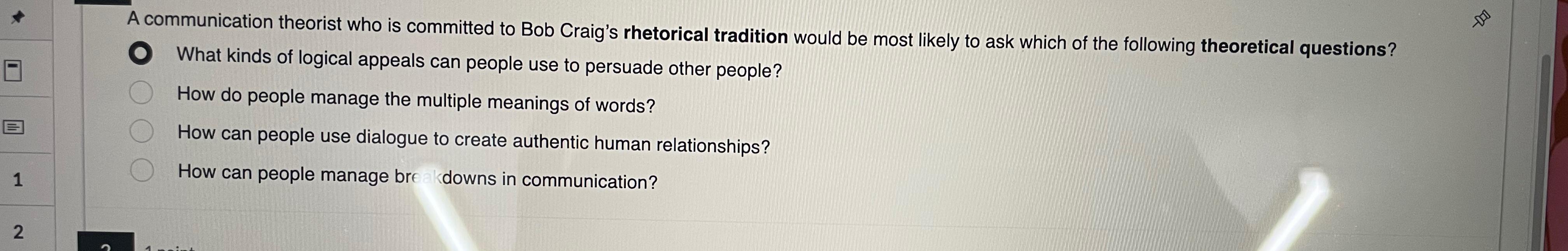 Solved A communication theorist who is committed to Bob | Chegg.com
