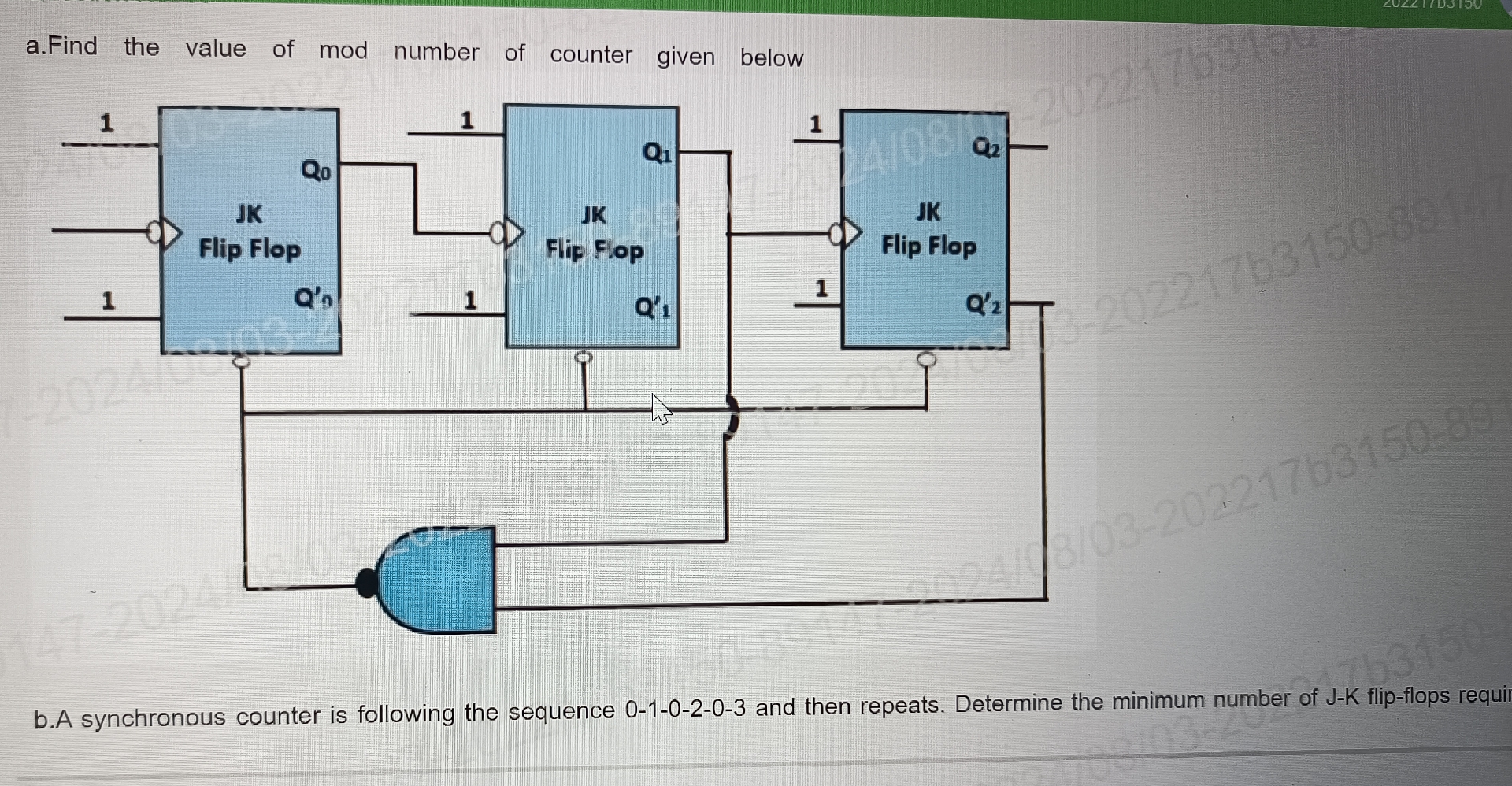 Solved a.Find the value of mod number of counter given | Chegg.com