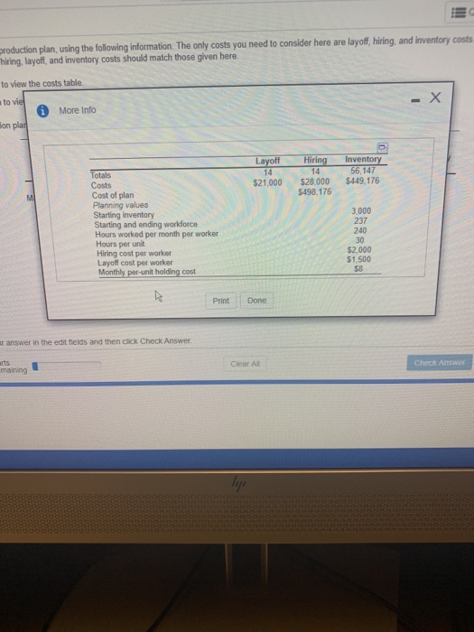 Solved Complete the level production plan, using the | Chegg.com