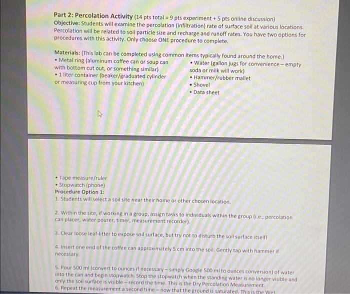 Part 2: Percolation Activity (14 pts total = 9 pts | Chegg.com