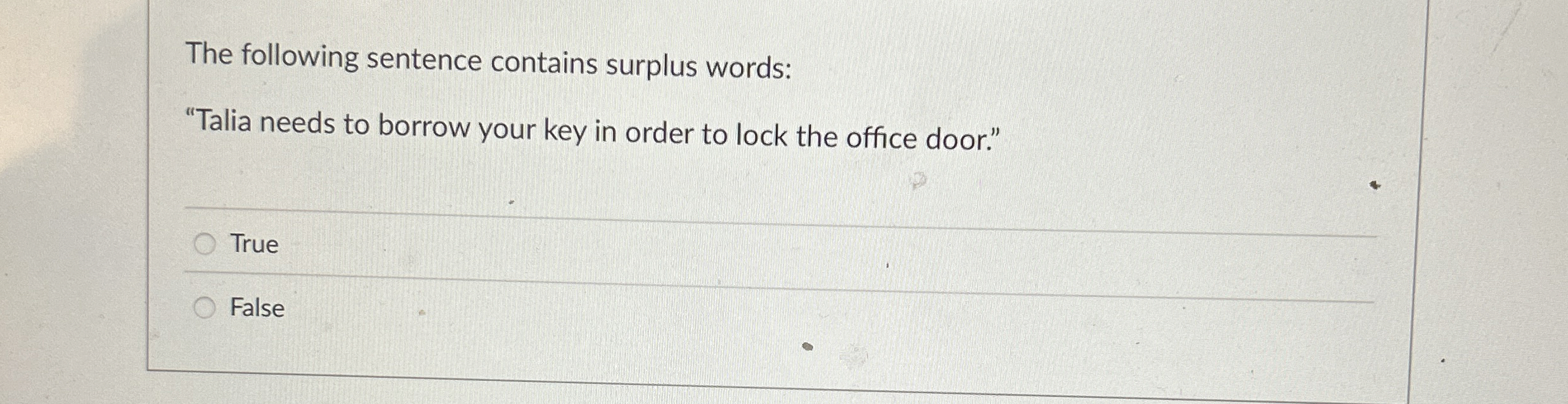 Solved The following sentence contains surplus words:"Talia | Chegg.com