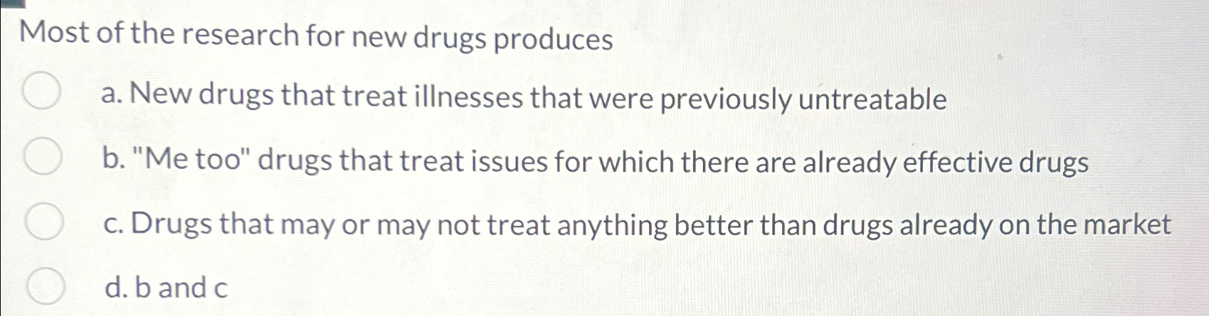 Solved Most of the research for new drugs producesa. ﻿New | Chegg.com