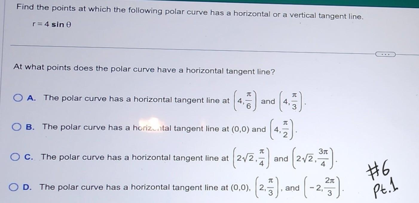 Solved Find the points at which the following polar curve | Chegg.com