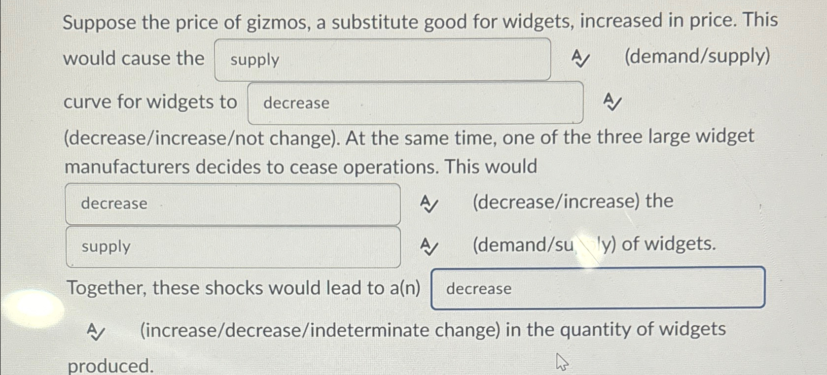 Solved Suppose the price of gizmos, a substitute good for | Chegg.com