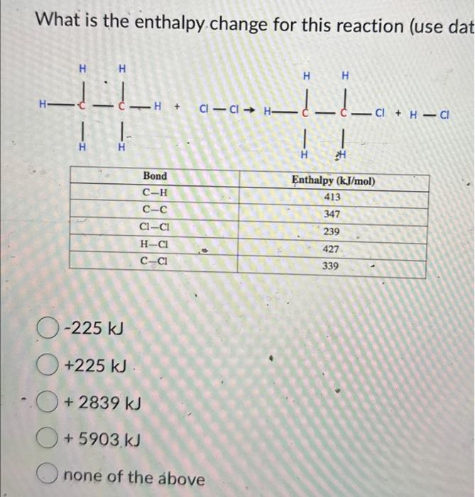 Solved What is the enthalpy change for this reaction (use | Chegg.com