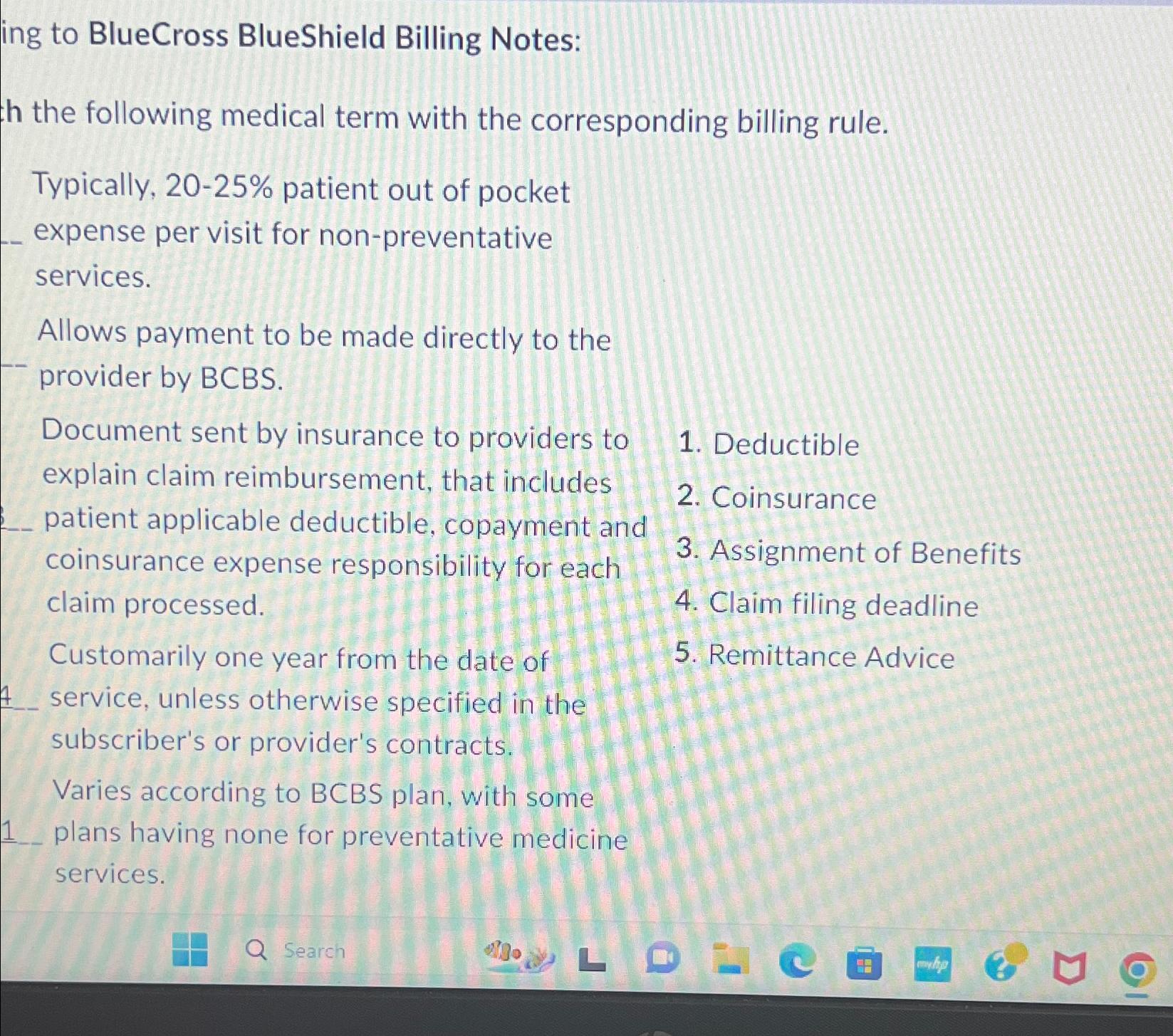 Solved ing to BlueCross BlueShield Billing Notes:the | Chegg.com