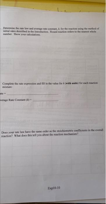 Solved Determine the rate law and average rate consant, K | Chegg.com
