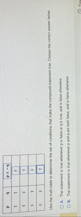 Solved Use the truth table to determine the set of | Chegg.com
