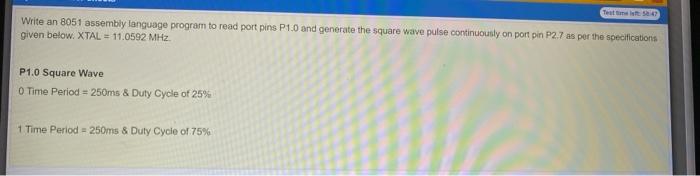 Solved Write an 8051 assembly language program to read port | Chegg.com