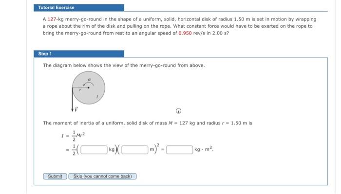 Solved A 127-kg merry-go-round in the shape of a uniform, | Chegg.com