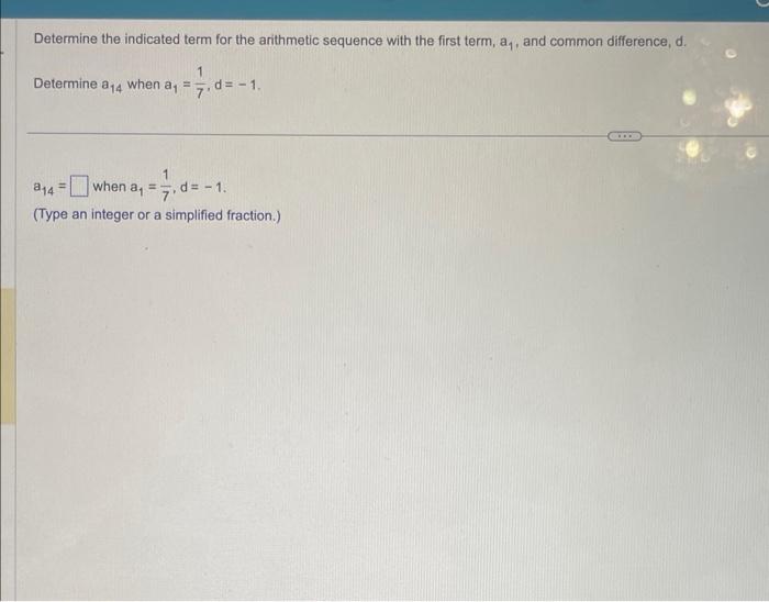Solved Determine the indicated term for the arithmetic | Chegg.com