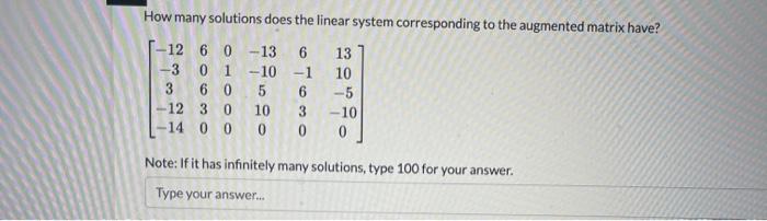 Solved How many solutions does the linear system | Chegg.com
