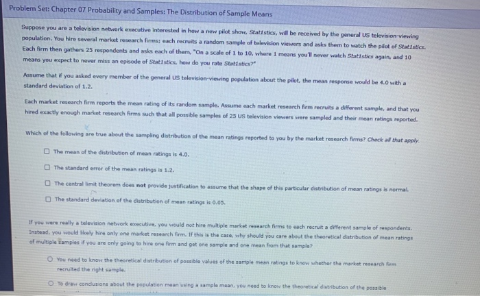 Solved Problem Set: Chapter 07 Probability and Samples: The | Chegg.com