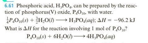 Solved 6.61 Phosphoric acid, H2PO4, can be prepared by the | Chegg.com
