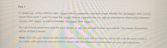 Solved Part 1 In Shapespy Write A Python Class Rectangle 0496