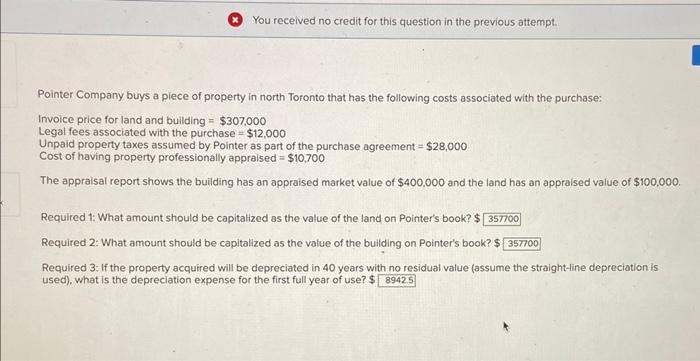 Solved Pointer Company buys a piece of property in north | Chegg.com