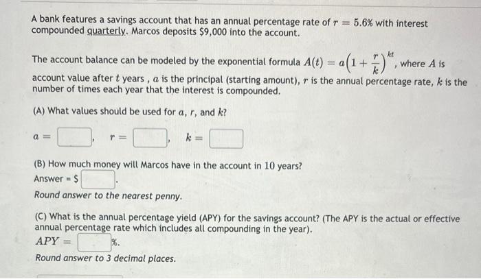 Solved A bank features a savings account that has an annual | Chegg.com