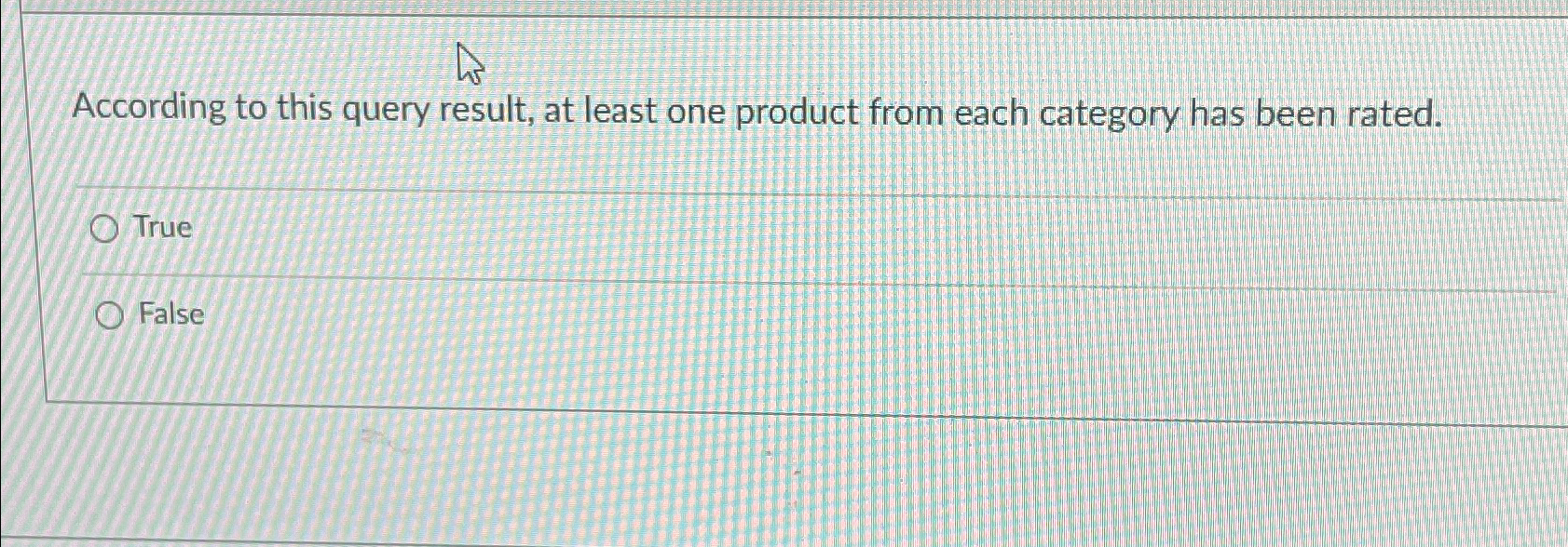 Solved According to this query result, at least one product | Chegg.com