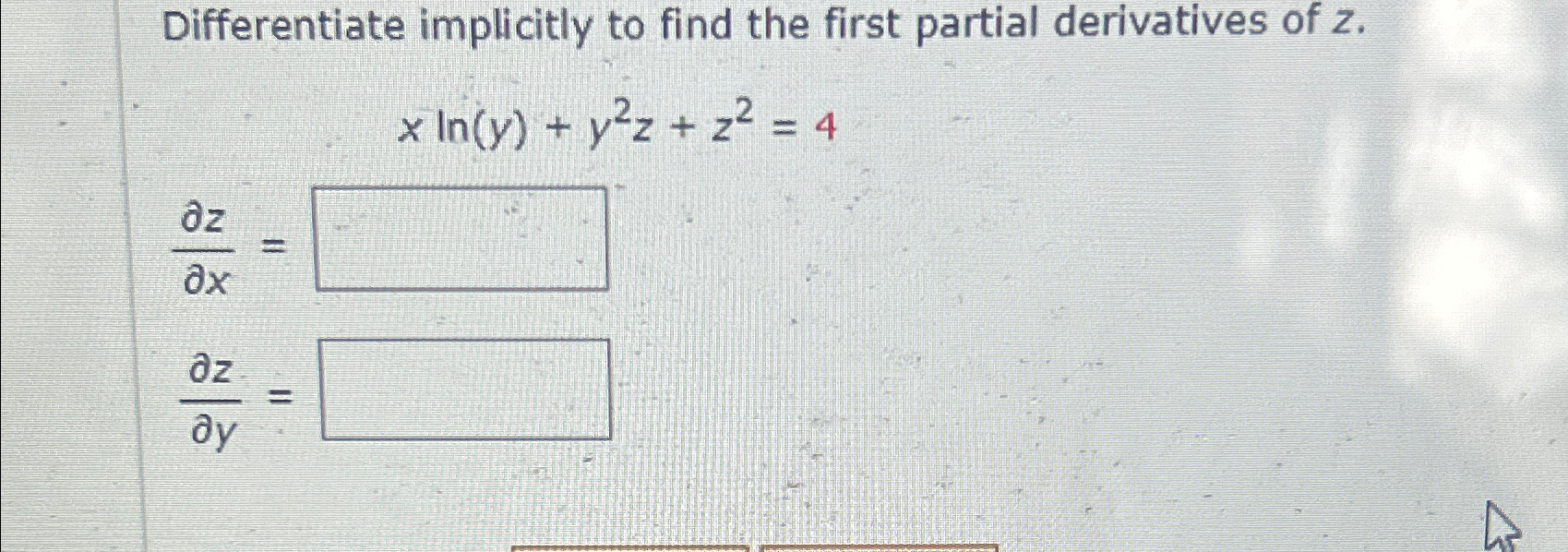 Solved Differentiate implicitly to find the first partial | Chegg.com