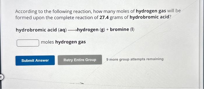 Solved According to the following reaction, how many moles | Chegg.com