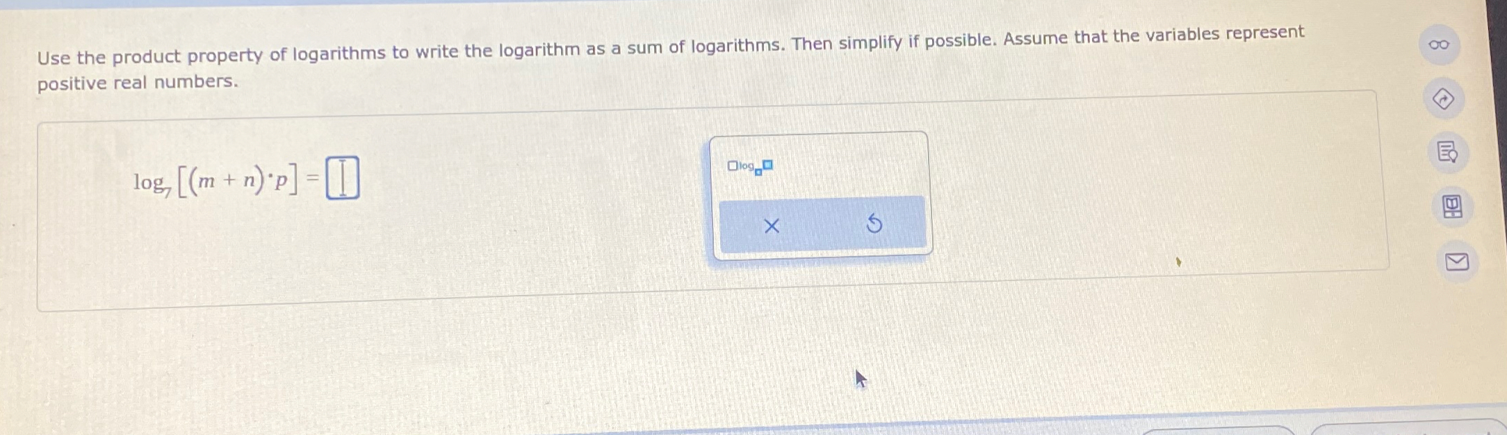 Solved Use the product property of logarithms to write the | Chegg.com