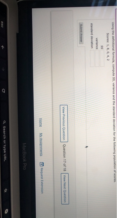Solved Using the definitional formula, compute SS, variance | Chegg.com