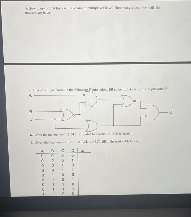 Solved 4. How many output lines will a 32 -input multiplexer | Chegg.com